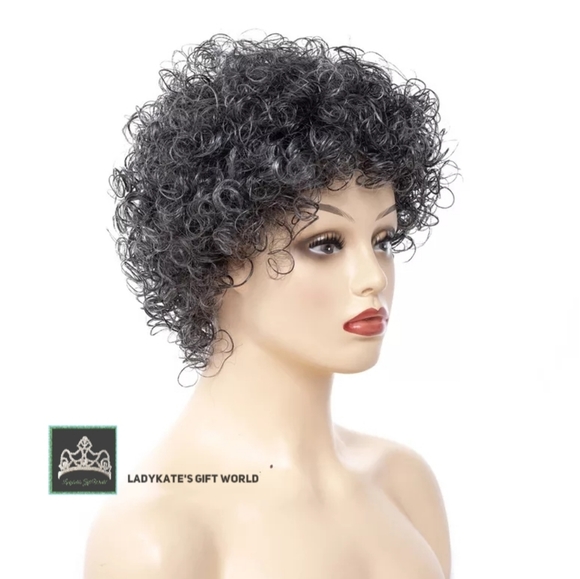 Hair | Kinky Curly Afro Mixed Gray 6inch Short Wig | Poshmark